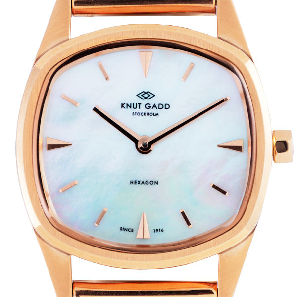 HEXAGON | Rose gold | white mother-of-pearl dial | mesh – Knut Gadd